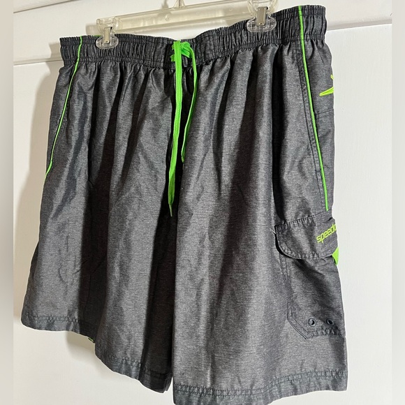 Speedo | Swim | Speedo Xxl Gray Swim Shorts With Green Accents | Poshmark